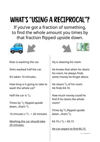 Using a reciprocal worked examples poster, worksheet | Teaching Resources