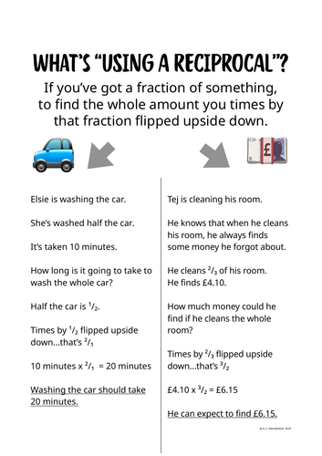 Using a reciprocal worked examples poster, worksheet | Teaching Resources