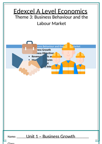 Microeconomics - Theme 3 Revision Booklet - Edexcel A-Level | Teaching Resources