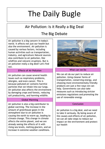 English Comprehension- Air Pollution. Is it Really A Big Deal ...