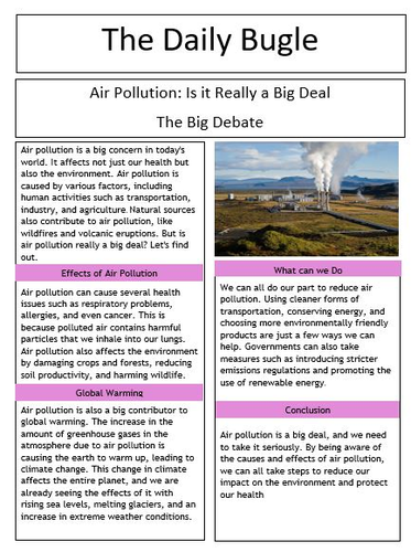 English Comprehension- Air Pollution. Is it Really A Big Deal ...