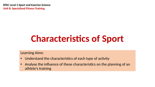 BTEC L3 Sport and Exercise Science - Unit 8 Specialised Fitness ...