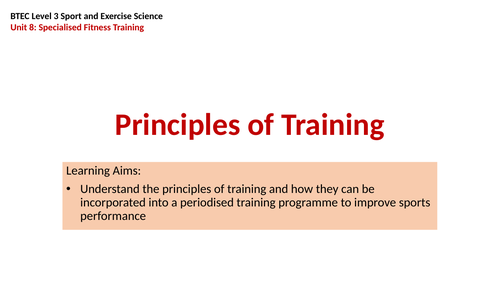 BTEC L3 Sport and Exercise Science - Unit 8 Specialised Fitness ...