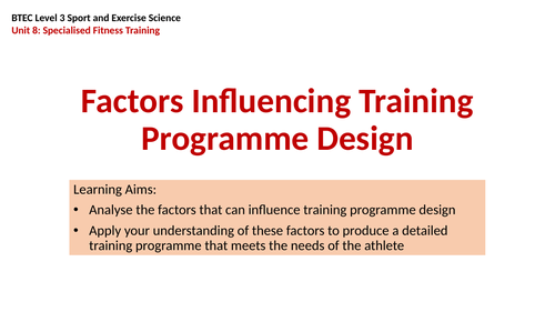 BTEC L3 Sport and Exercise Science - Unit 8 Specialised Fitness ...