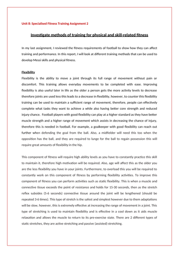 BTEC L3 Sport and Exercise Science - Unit 8 Specialised Fitness ...