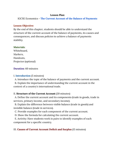 IGCSE Economics - The Current Account of the Balance of Payments ...