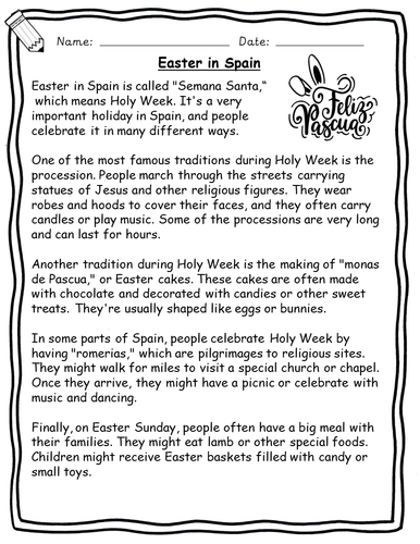 Easter Reading Comprehensions - Easter around the world - customs and ...
