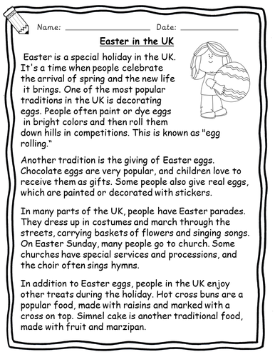 Easter Reading Comprehensions - Easter around the world - customs and ...