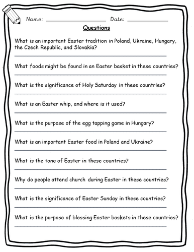 Easter Reading Comprehensions - Easter around the world - customs and ...