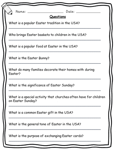 Easter Reading Comprehensions - Easter around the world - customs and ...