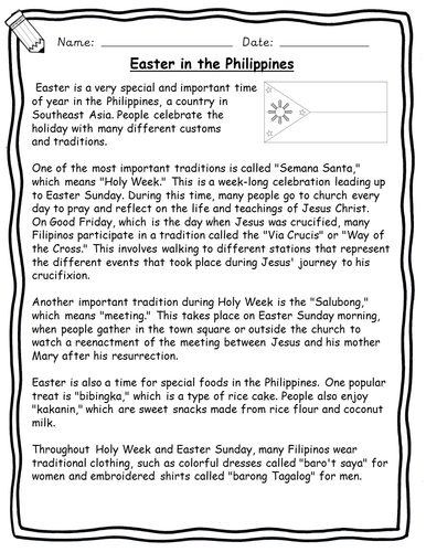 Easter Reading Comprehensions - Easter around the world - customs and ...