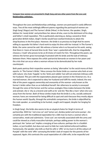 AQA GCSE Eng Lit Poetry Anthology Model Essay | Teaching Resources