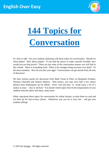 144 Conversation Cards | Teaching Resources