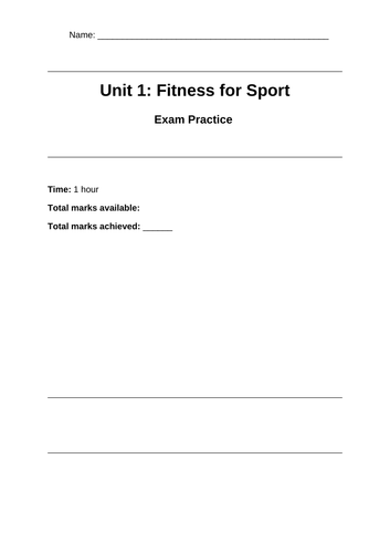 BTEC Level 2: Unit 1 Fitness and Sport | Teaching Resources