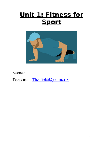BTEC Level 2: Unit 1 Fitness and Sport | Teaching Resources
