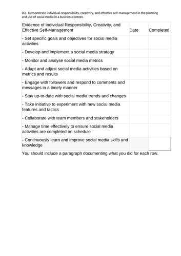 BTEC IT Level 3 - Unit 3: Using Social Media in Business (Learning Aim ...