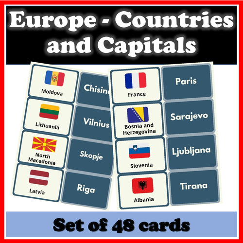 Europe Bundle - Posters, Word Walls, Flag Cards and Capitals Memory ...