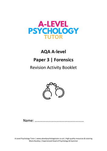 Forensics | Revision activity booklet | AQA Psychology | Teaching Resources
