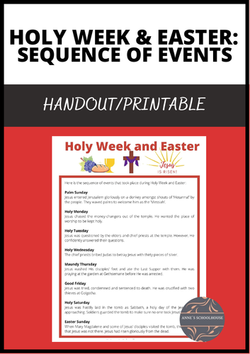 Holy Week and Easter: Handout/Maundry Thursday/Good Friday/Easter ...
