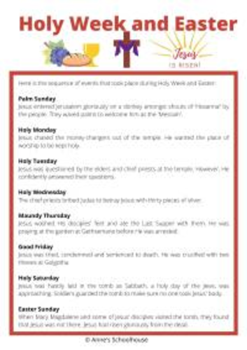 Holy Week and Easter: Handout/Maundry Thursday/Good Friday/Easter ...