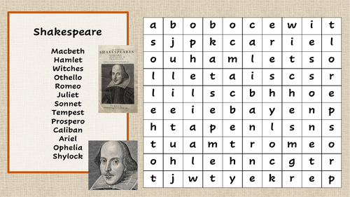 KS2 KS3 Shakespeare Wordsearch Just for Fun! | Teaching Resources