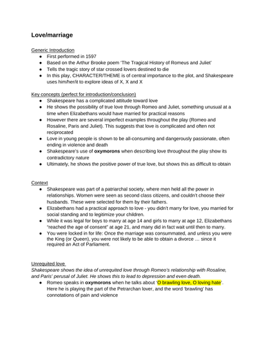 Romeo & Juliet themes notes and quotes | Teaching Resources