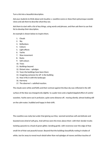 Turn a list into a beautiful description | Teaching Resources