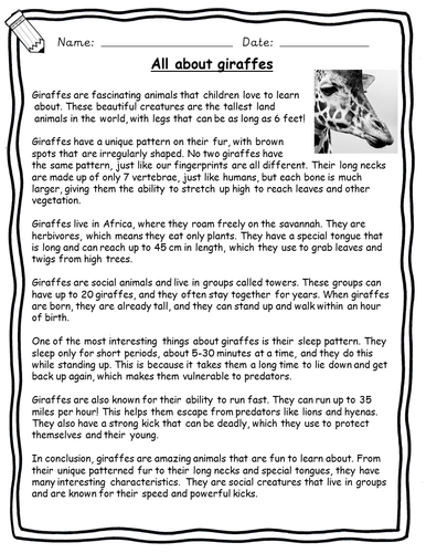 English Reading Comprehensions - Animal Non-fiction worksheets with ...