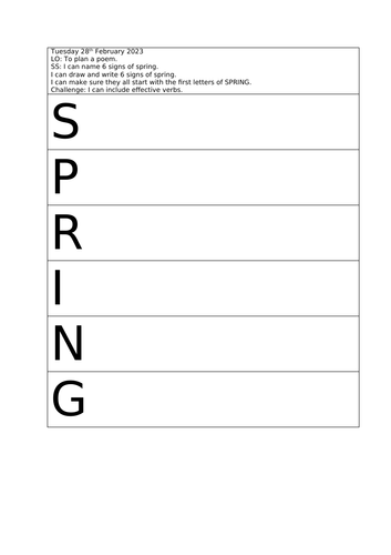 Year 1/2 Signs of Spring Acrostics Poem, English, Science | Teaching ...
