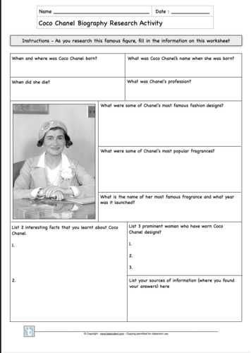 People in Fashion Design - Coco Chanel | Teaching Resources