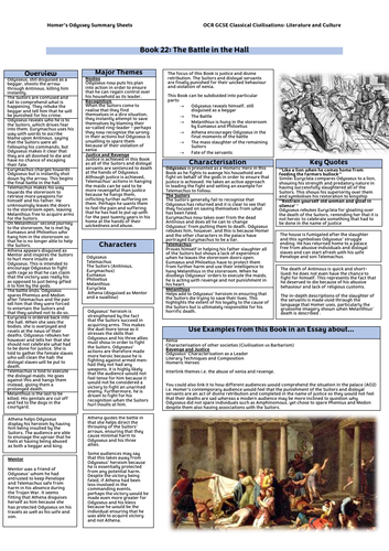 Homer's Odyssey Knowledge Organisers: GCSE Classical Civilisations ...