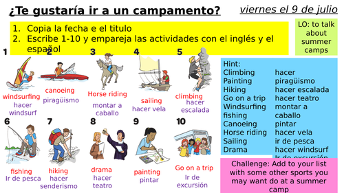 Year 8 Spanish - Module 5 - Operación Verano | Teaching Resources