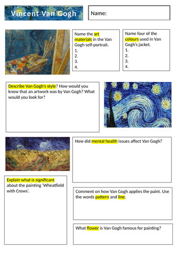 Still Life and Vincent Van Gogh Lessons | Teaching Resources