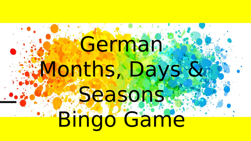 German Days, Months & Seasons Bingo Game Activity | Teaching Resources