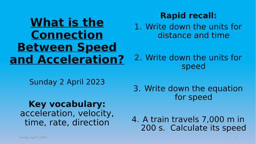Physics - Acceleration | Teaching Resources