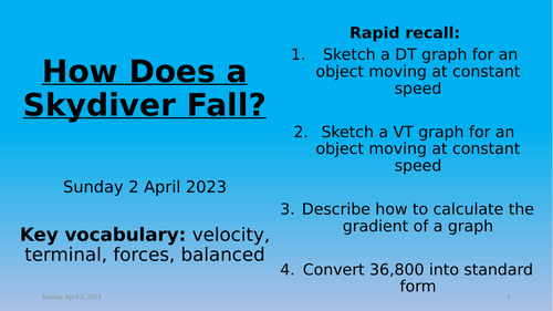 Physics - Terminal Velocity | Teaching Resources
