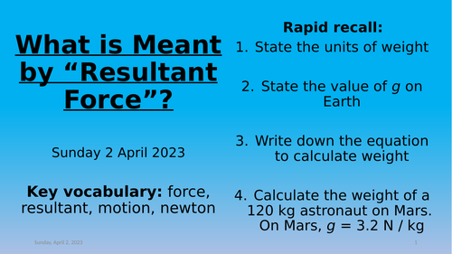 Physics - Resultant Forces | Teaching Resources