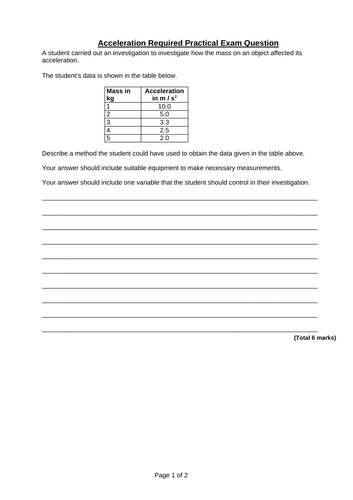 Physics - Acceleration Required Practical | Teaching Resources