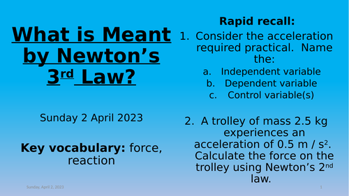 Physics - Newton's Third Law | Teaching Resources