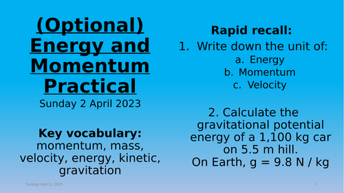 Physics - Momentum | Teaching Resources