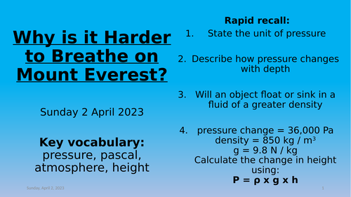 Physics - Atmospheric Pressure | Teaching Resources