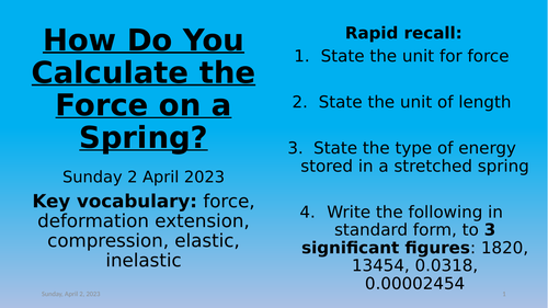 Physics - Forces on Springs | Teaching Resources