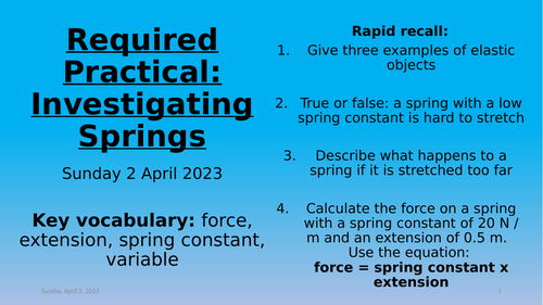 Physics - Springs Required Practical | Teaching Resources