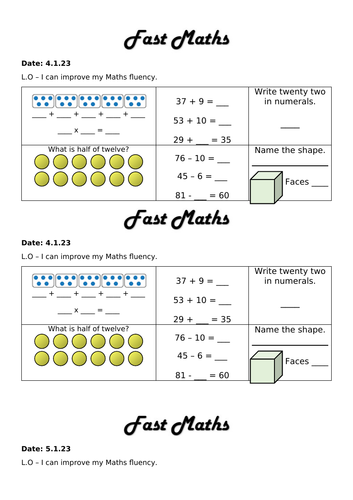 Year 2 Spring 1 Fast Maths | Teaching Resources Year 2 Spring 1 Fast Maths | Teaching Resources