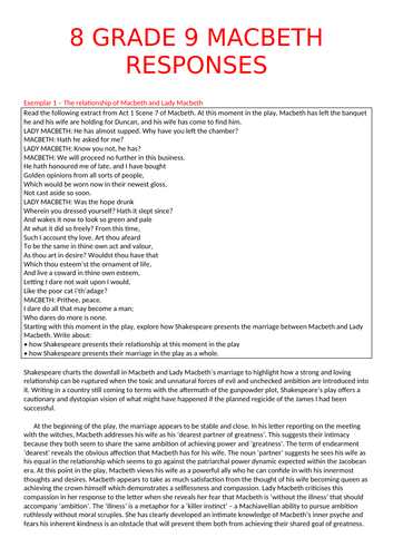 8 Grade 9 Macbeth model exam responses | Teaching Resources