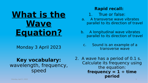 Physics - the Wave Equation | Teaching Resources