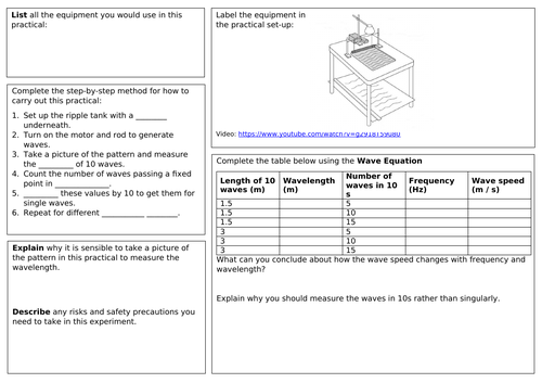 Physics - Waves Required Practical | Teaching Resources