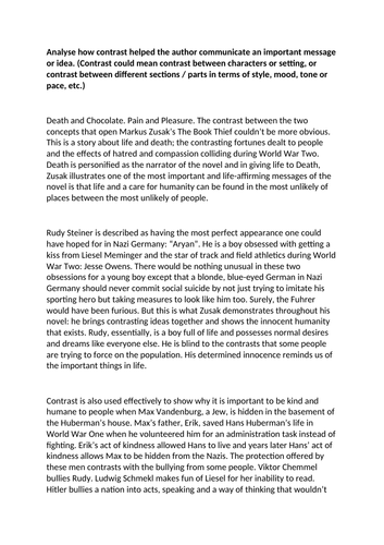 The Book Thief Exemplar Essays | Teaching Resources