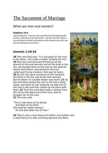 The Sacrament of Marriage — Worksheet and Activities | Teaching Resources