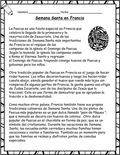 Comprensiones de lectura de Pascua en español - La pascua en todo el ...